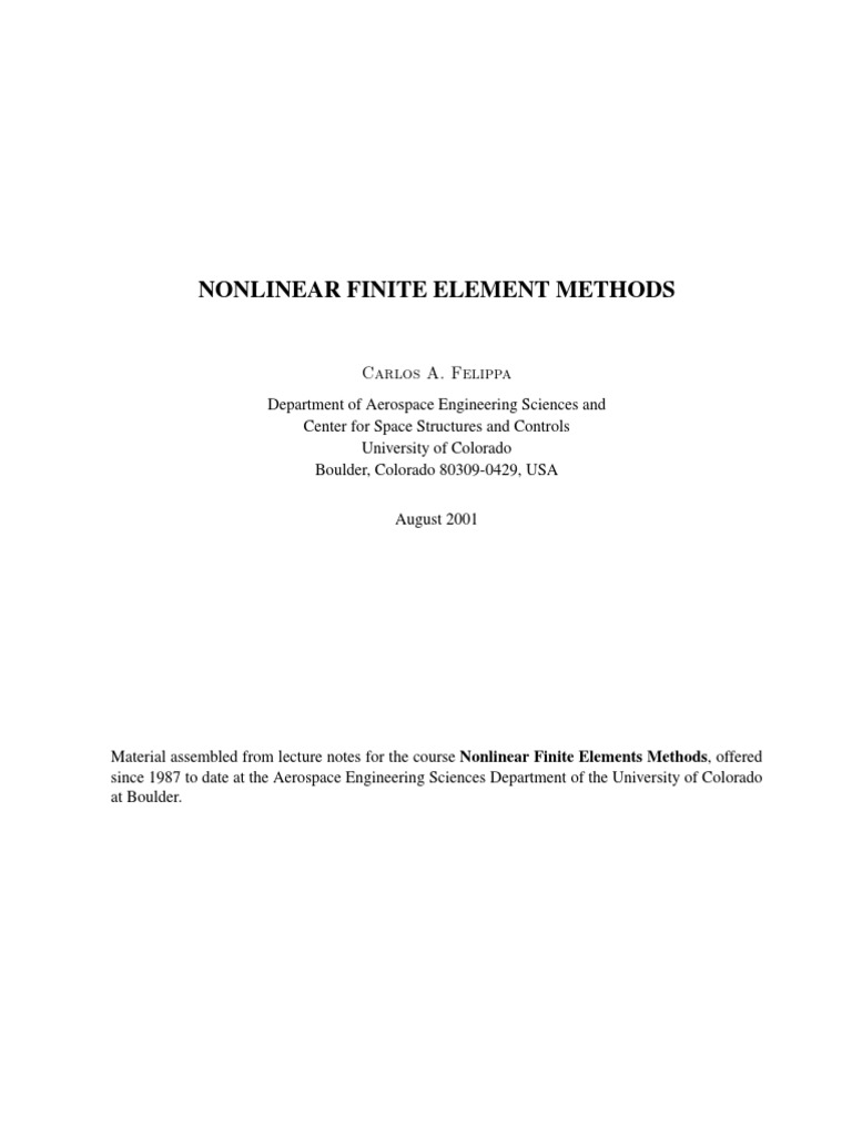 Felippa Nonlinear Finite Element Method | PDF | Finite Element Method | Deformation (Mechanics)