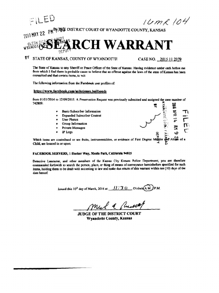 Adrian Jones Search Warrant Return | PDF