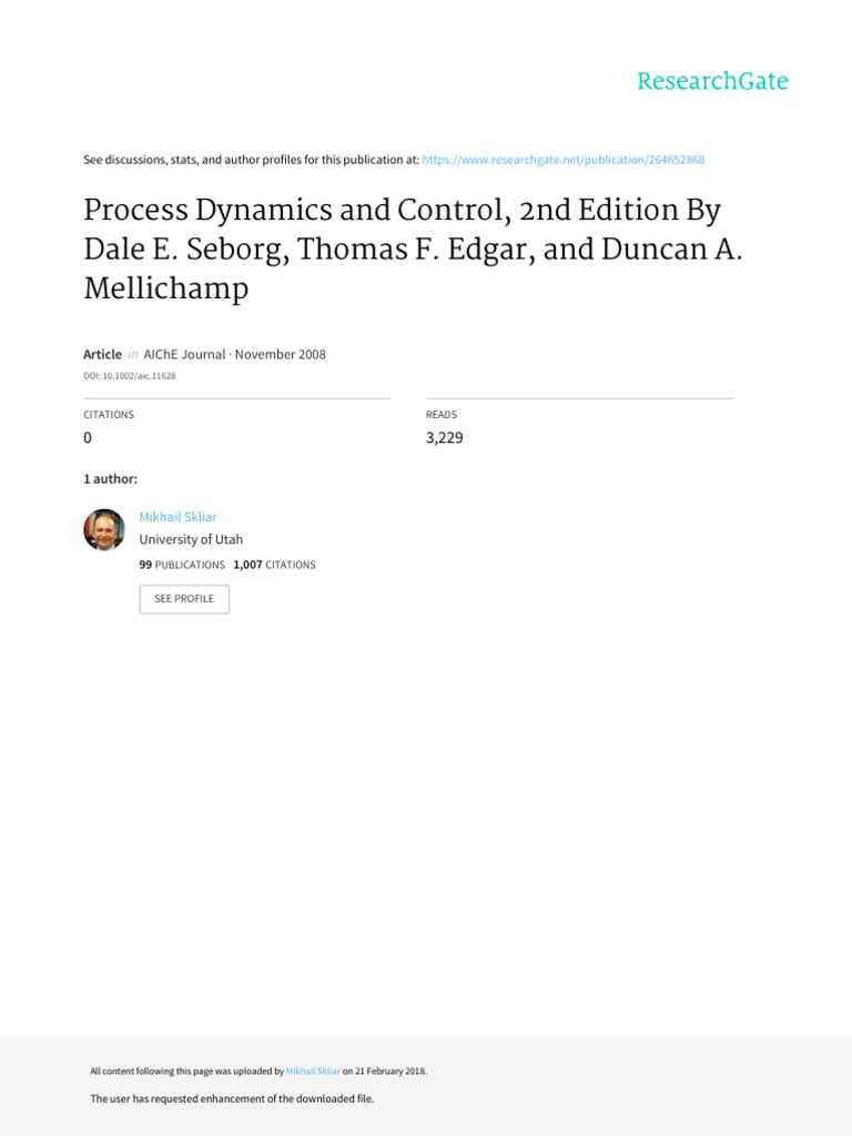 Process Dynamics and Control. 2nd Edition - Dale E. Seborg (2003 ...