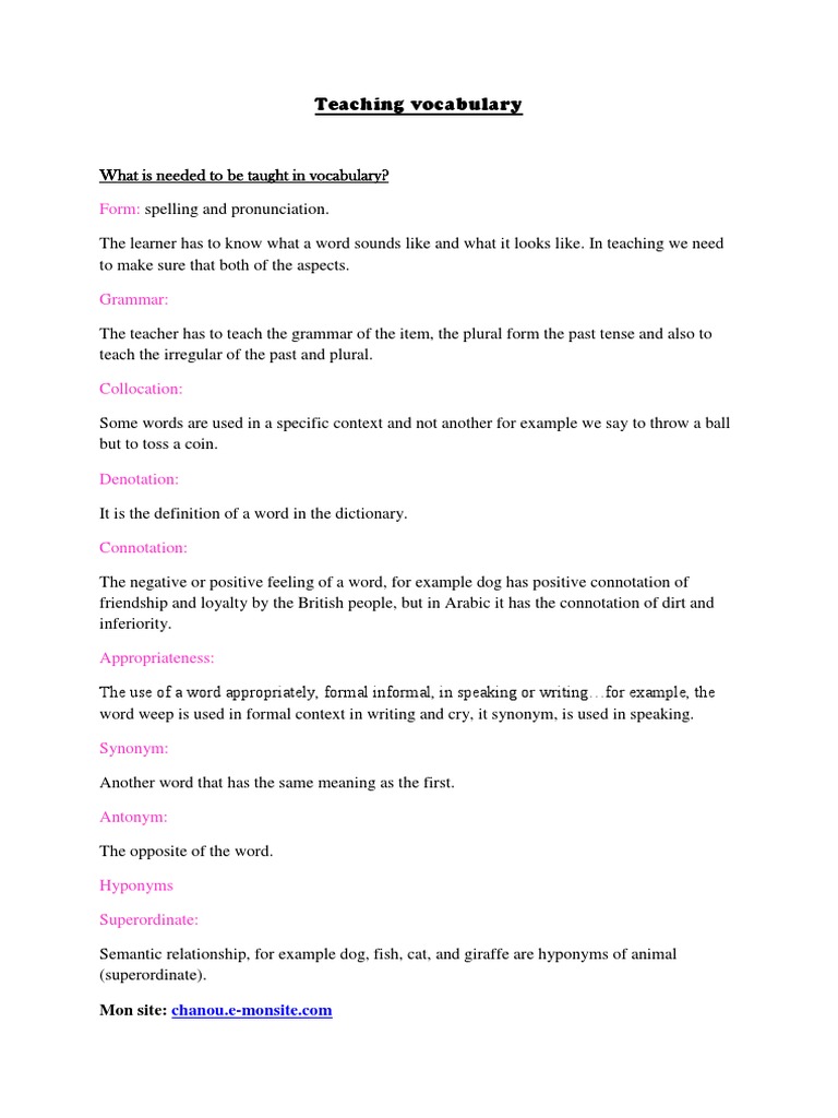 Teaching Vocabulary: Form | PDF