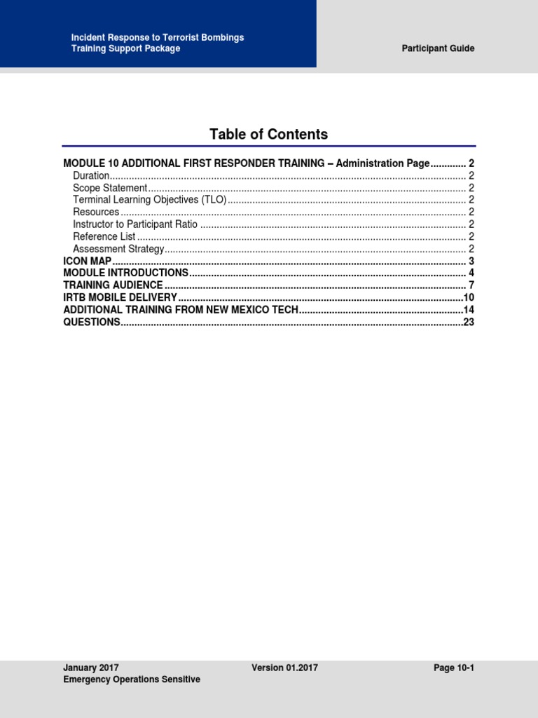 IRTB Module 10 PG 01.2017 | PDF | Emergency | Police Officer