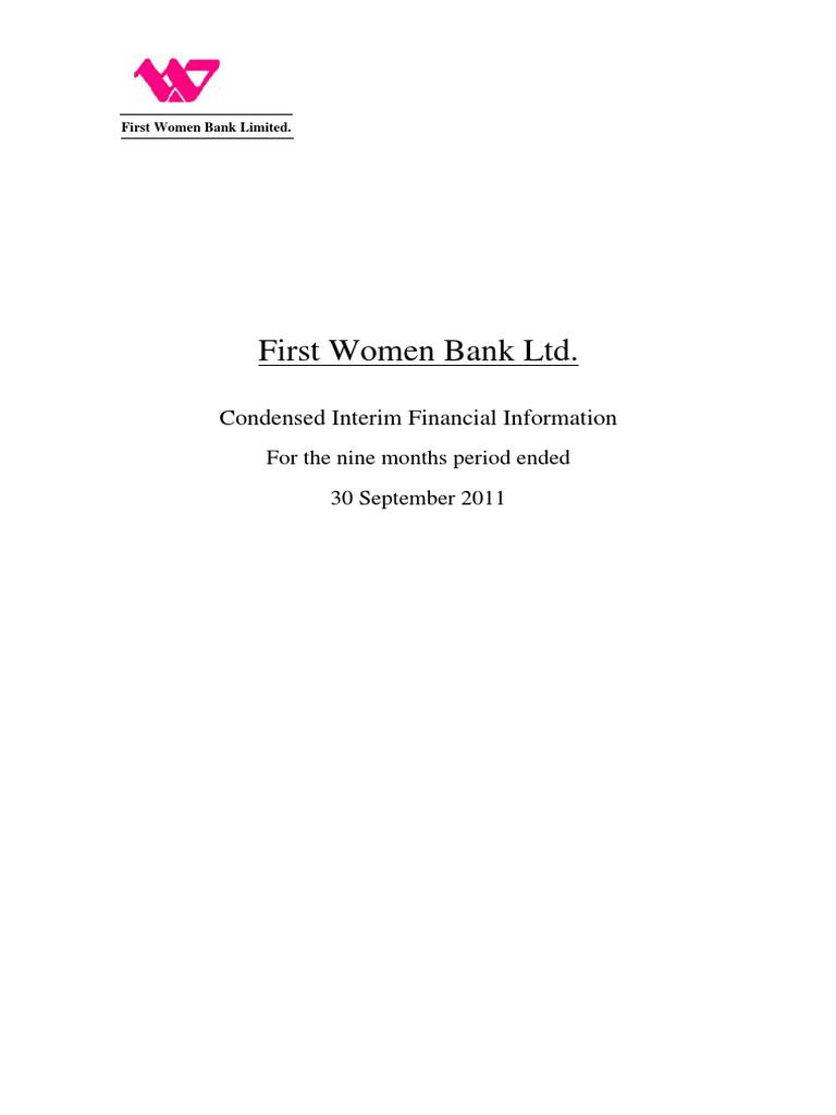 First Women Bank LTD.: Condensed Interim Financial Information | PDF ...