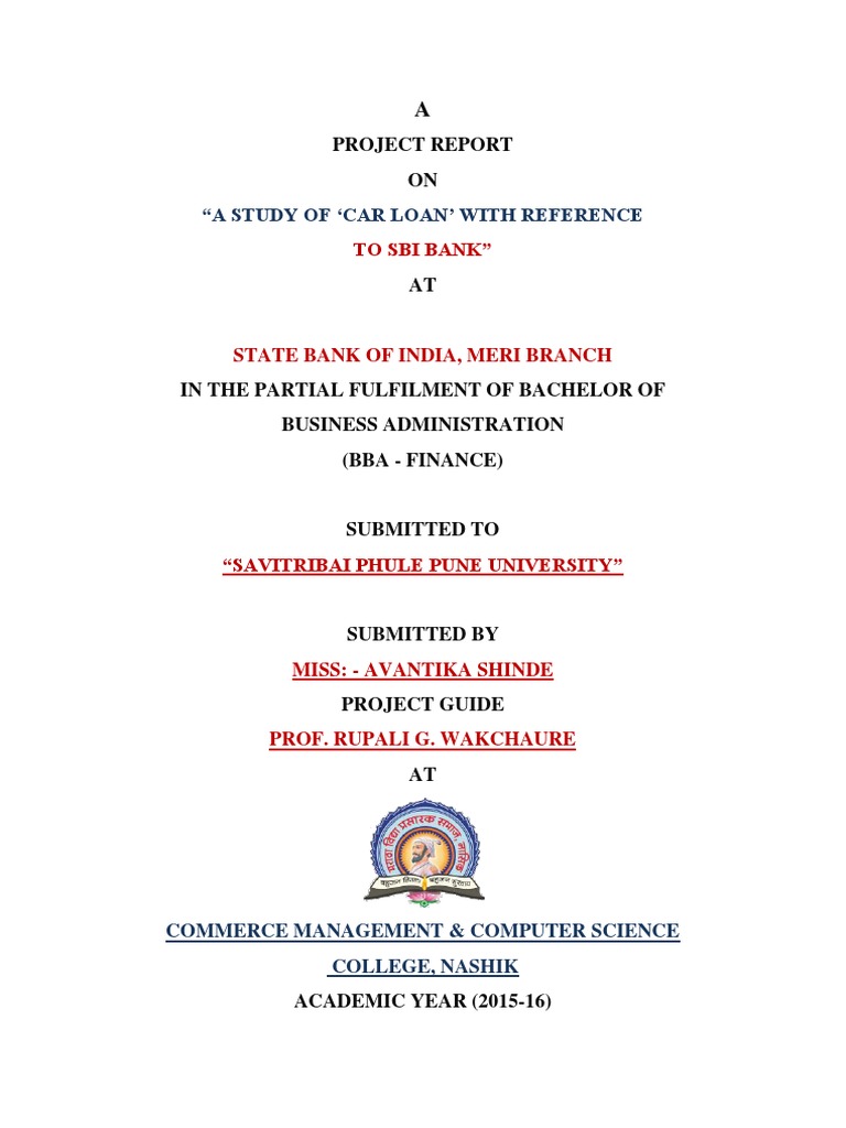 SBI Car Loan Project Report | PDF | Loans | Interest