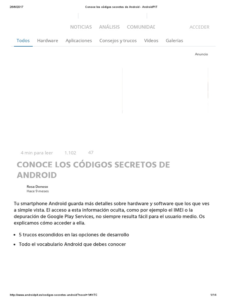 Conoce Los Códigos Secretos de Android - AndroidPIT | PDF | Android ...