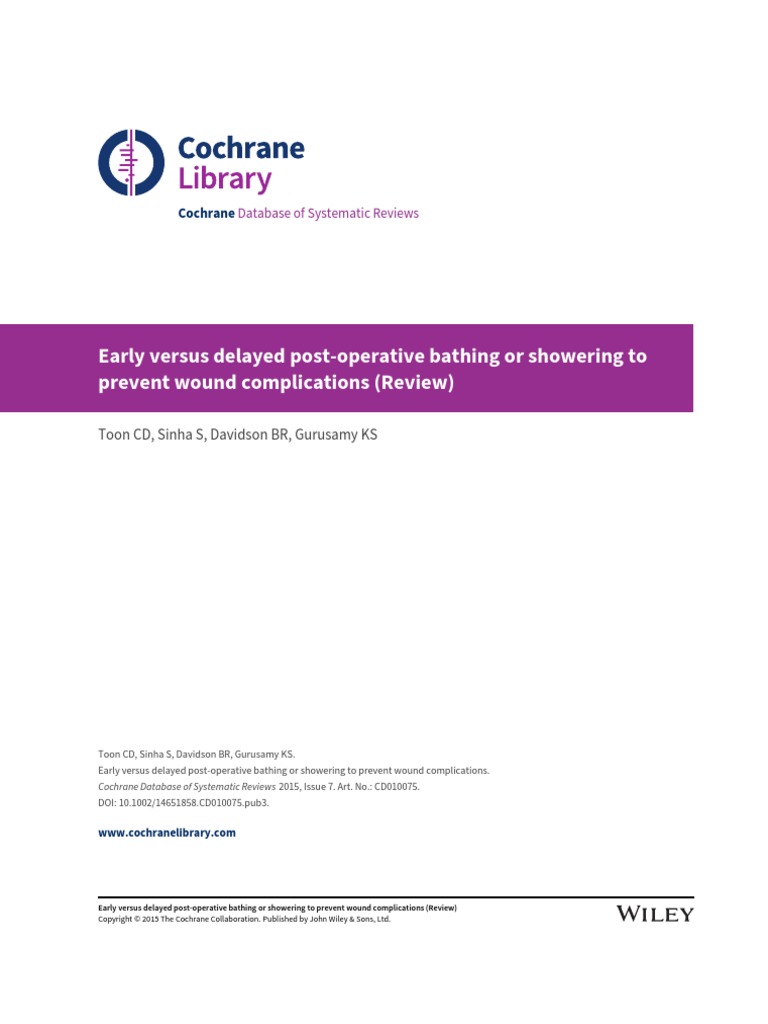 Early Versus Delayed Post-Operative Bathing or Showering To Prevent ...