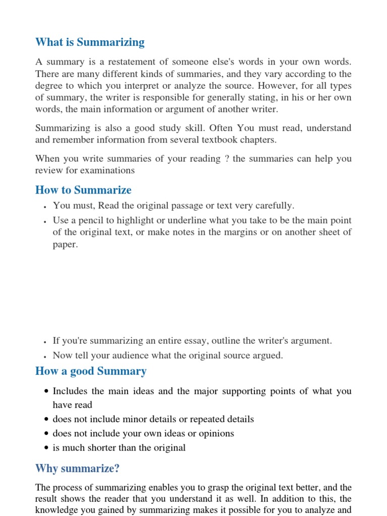 What Is Summarizing | PDF | Career & Growth