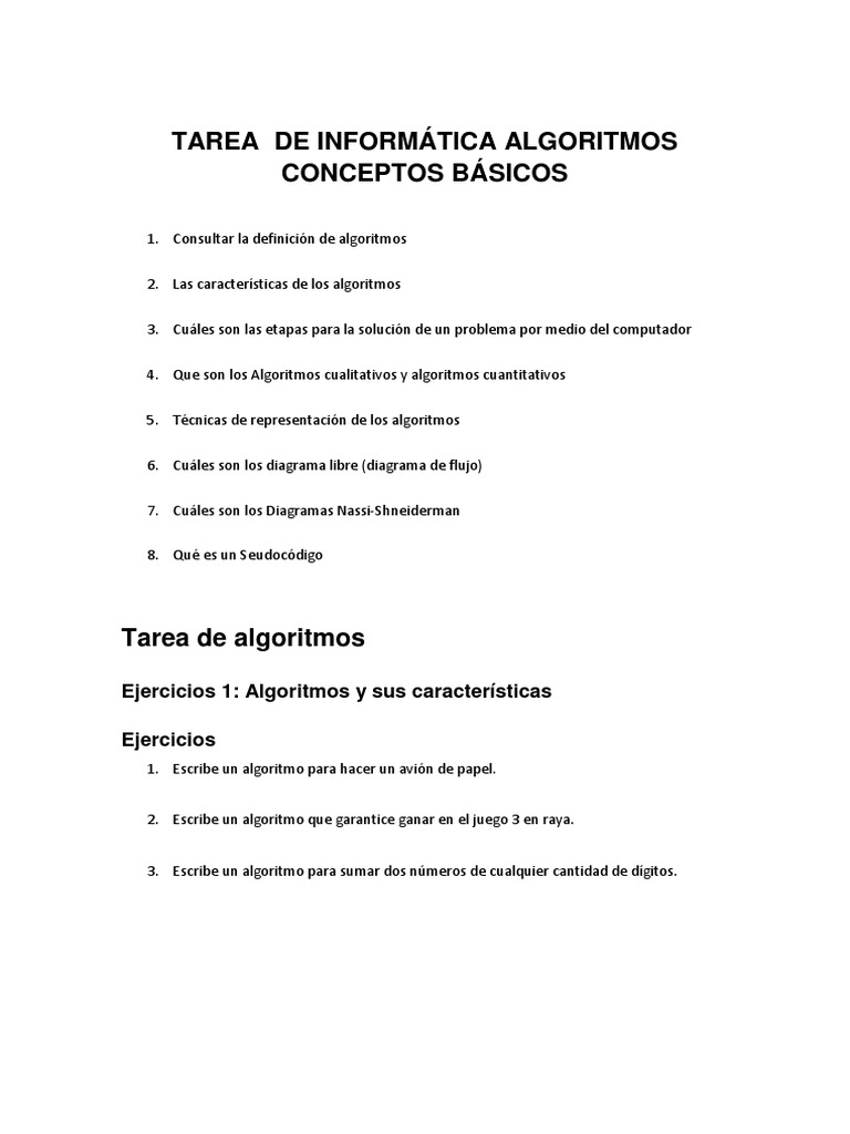 Algoritmos Conceptos Básicos | PDF | Algoritmos | Áreas de informática