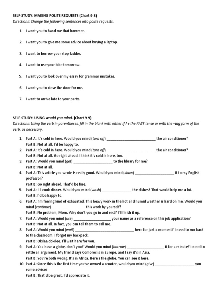 Making Polite Requests Practice | PDF