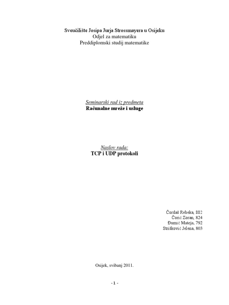 TCP I UDP Protokoli | PDF