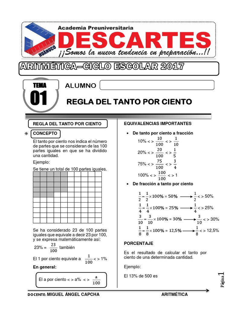 Clase Arit 4to Sec Semana 1 | PDF | Porcentaje | Aritmética
