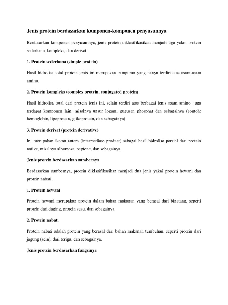 Jenis Protein Berdasarkan Komponen | PDF