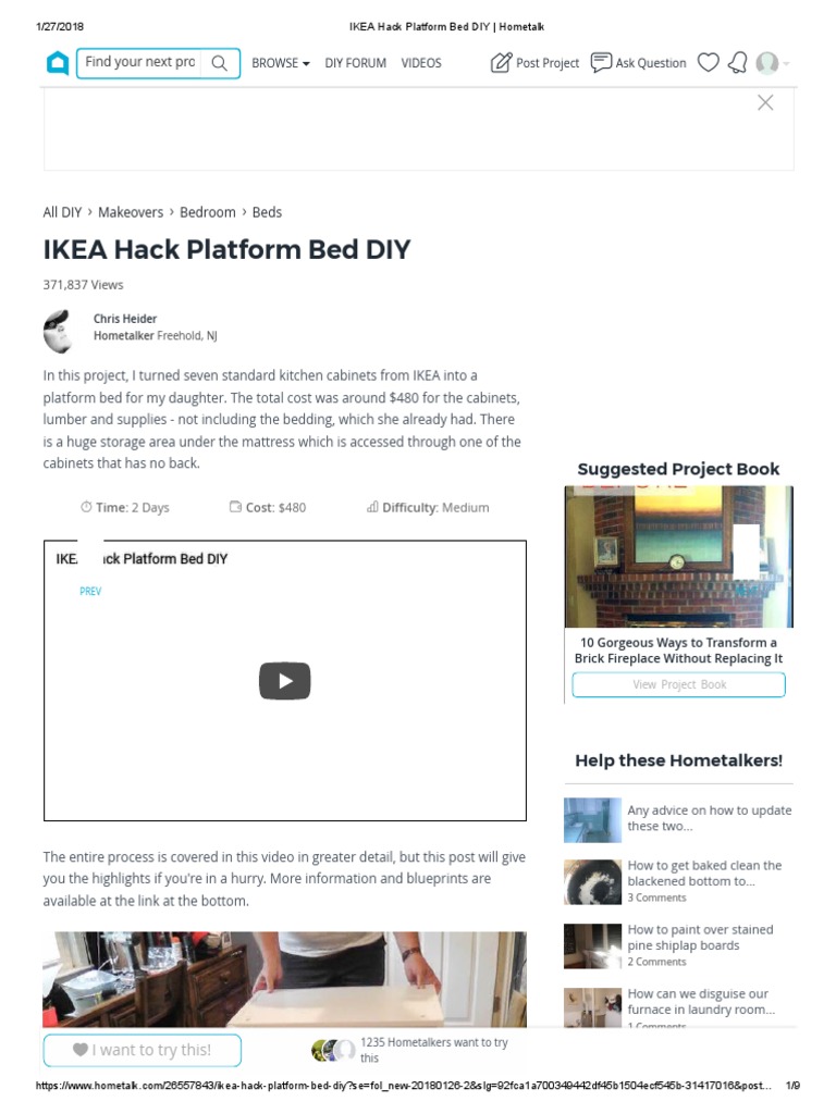 IKEA Hack Platform Bed DIY - Hometalk | PDF | Cabinetry | Bed