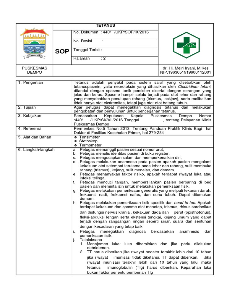 Faktor Risiko Tetanus dan Penanganannya | PDF | Pengembangan Diri ...