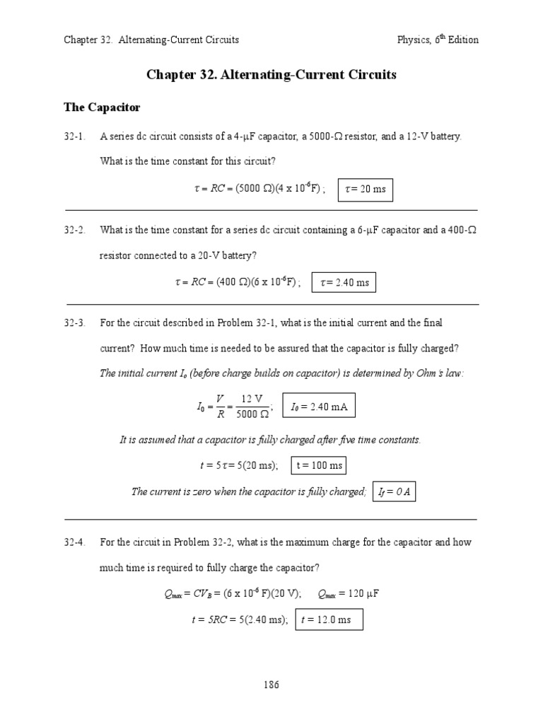 Chapter 32. Alternating-Current Circuits: The Capacitor | PDF | Series And Parallel Circuits ...