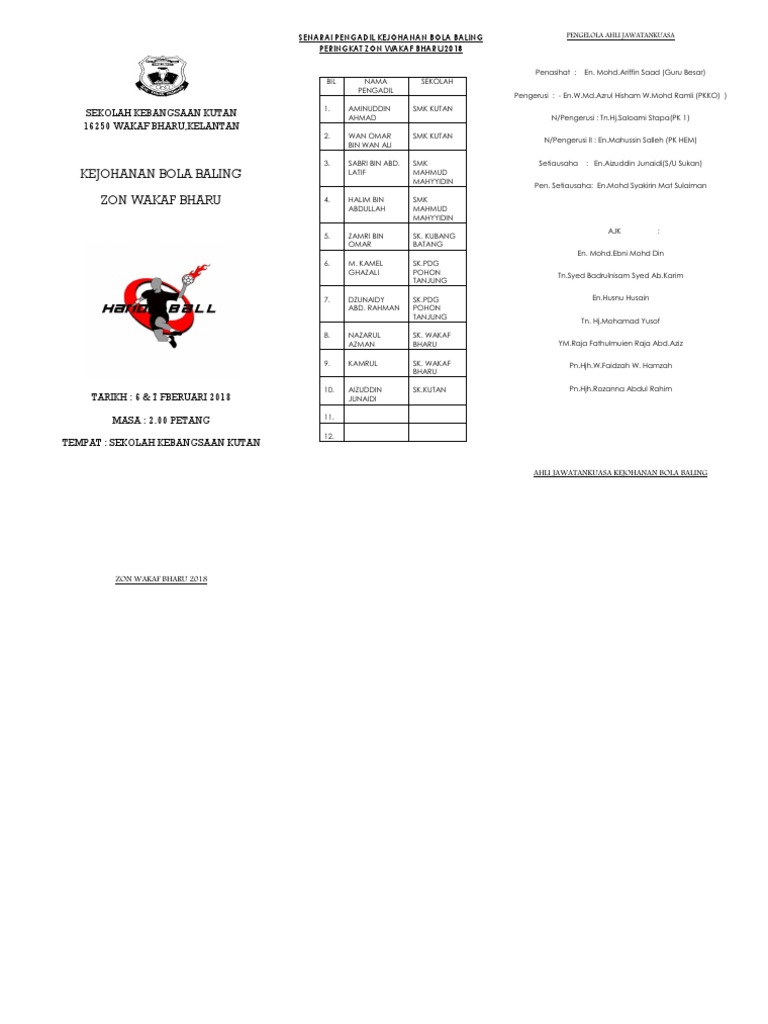 Pamplet Bola Baling 2018 | PDF