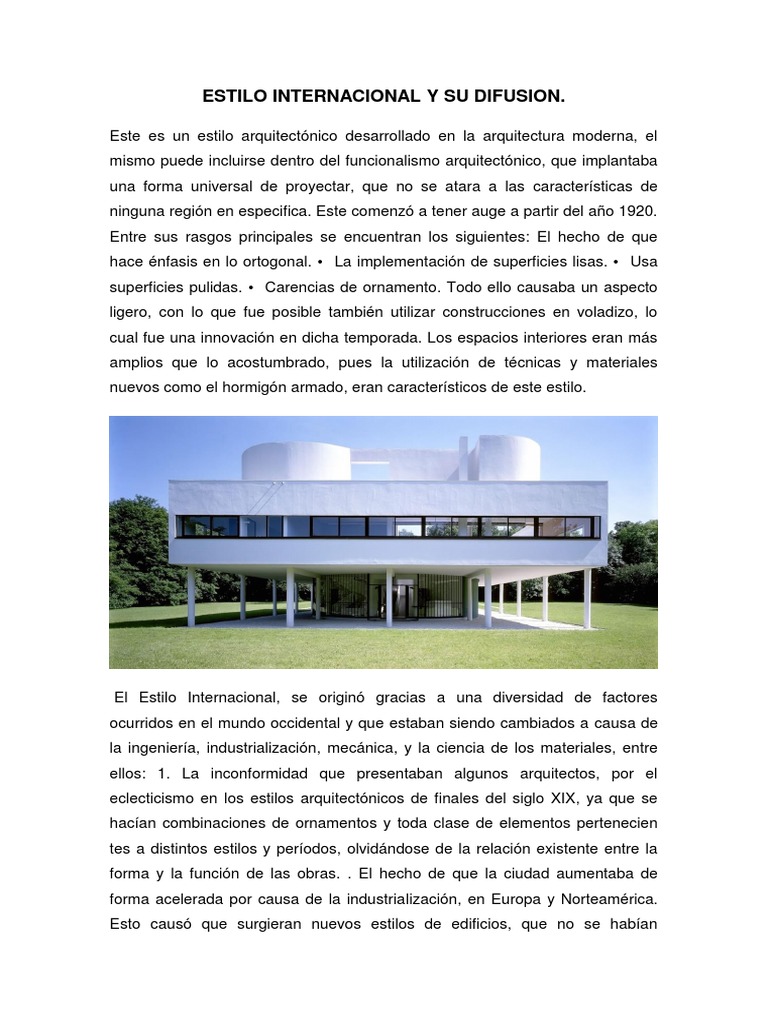 Estilo Internacional y Su Difusion | PDF | Diseño arquitectonico ...