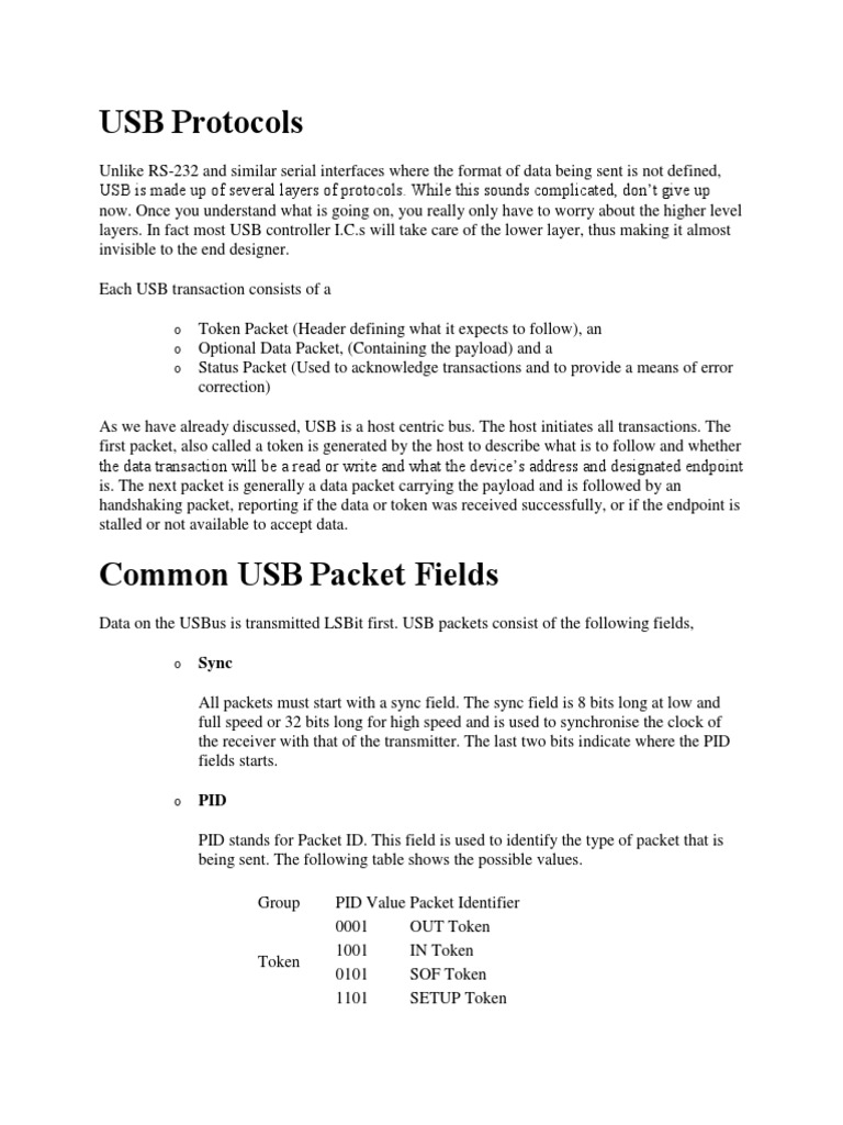 USB Protocols | Network Packet | Usb | Free 30-day Trial | Scribd