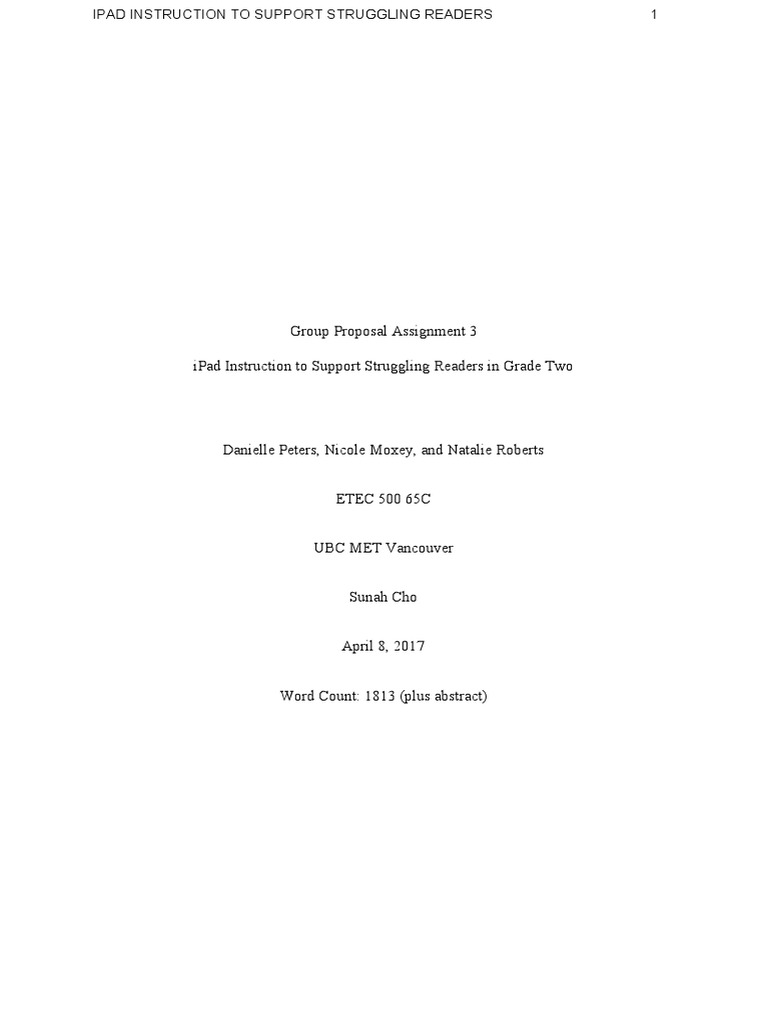 Etec 500 Group Proposal | PDF | Literacy | Reading (Process)