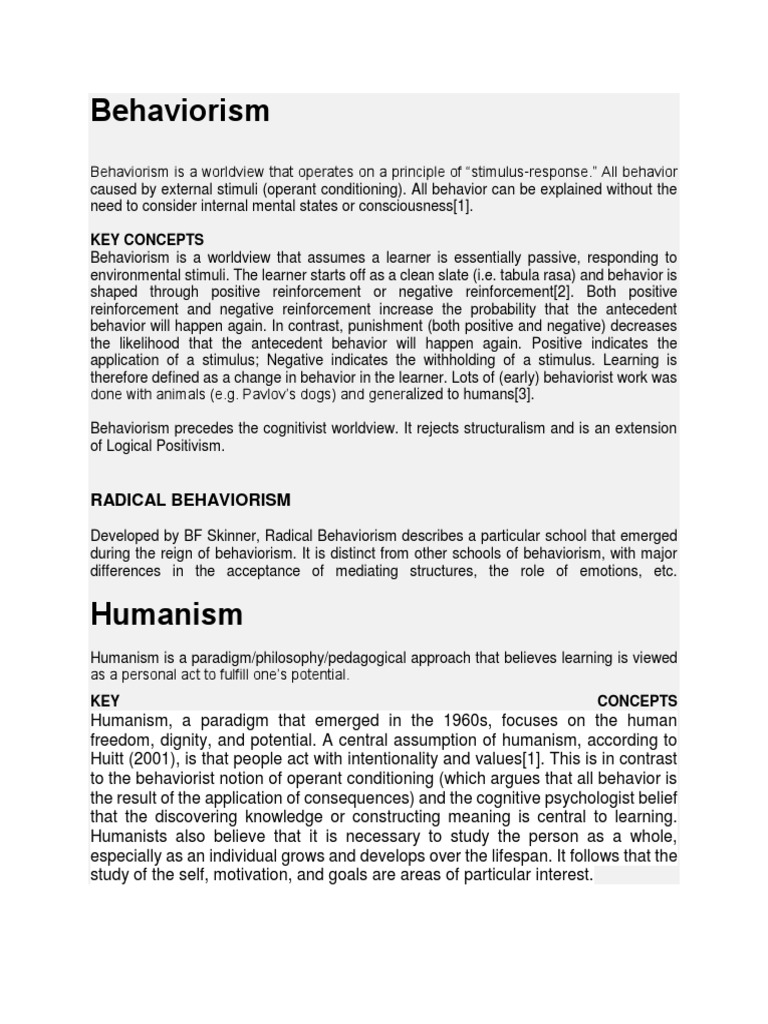 Behaviorism: Key Concepts | PDF | Behaviorism | Change