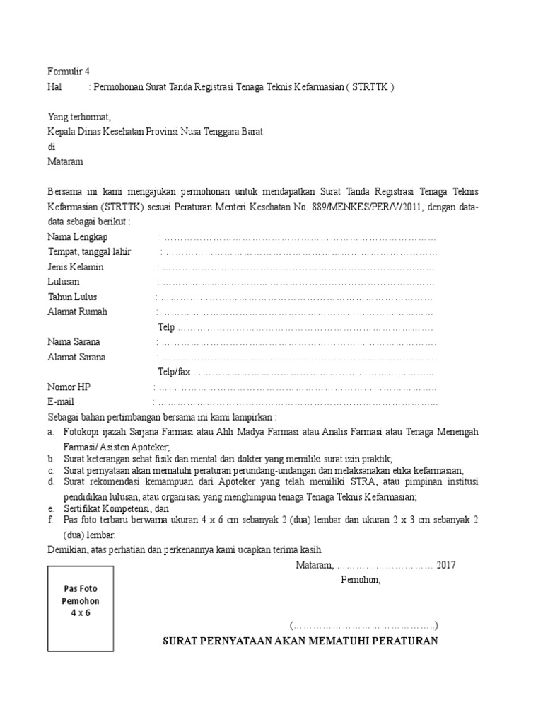 Form 4, Permohonan STRTTK Dan Surat Pernyataan | PDF