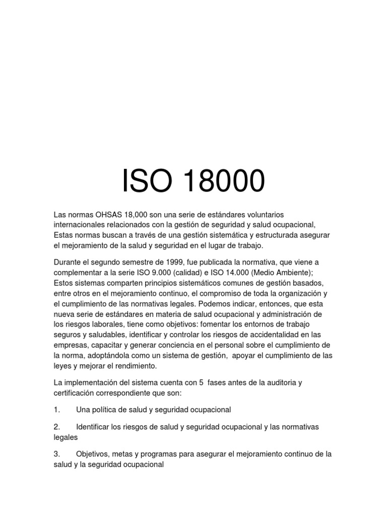 Iso 18000 | PDF | Business | Bienestar