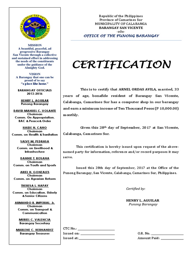 Certificate of Business | PDF