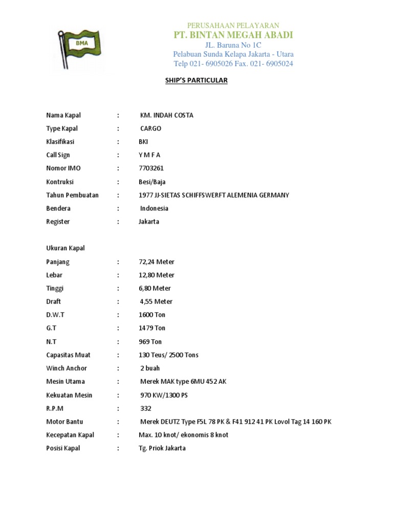 Ships Particular | PDF