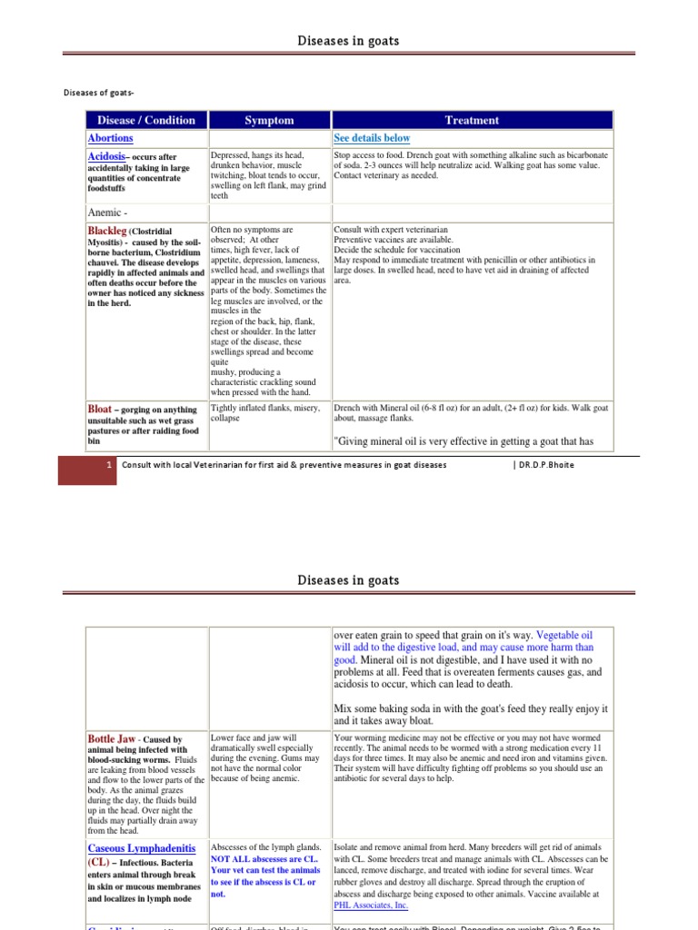 Common Goat Diseases and Treatments | PDF | Miscarriage | Goat