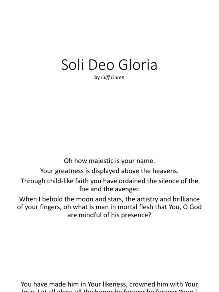 Soli Deo Gloria: A Hymn of Praise | PDF