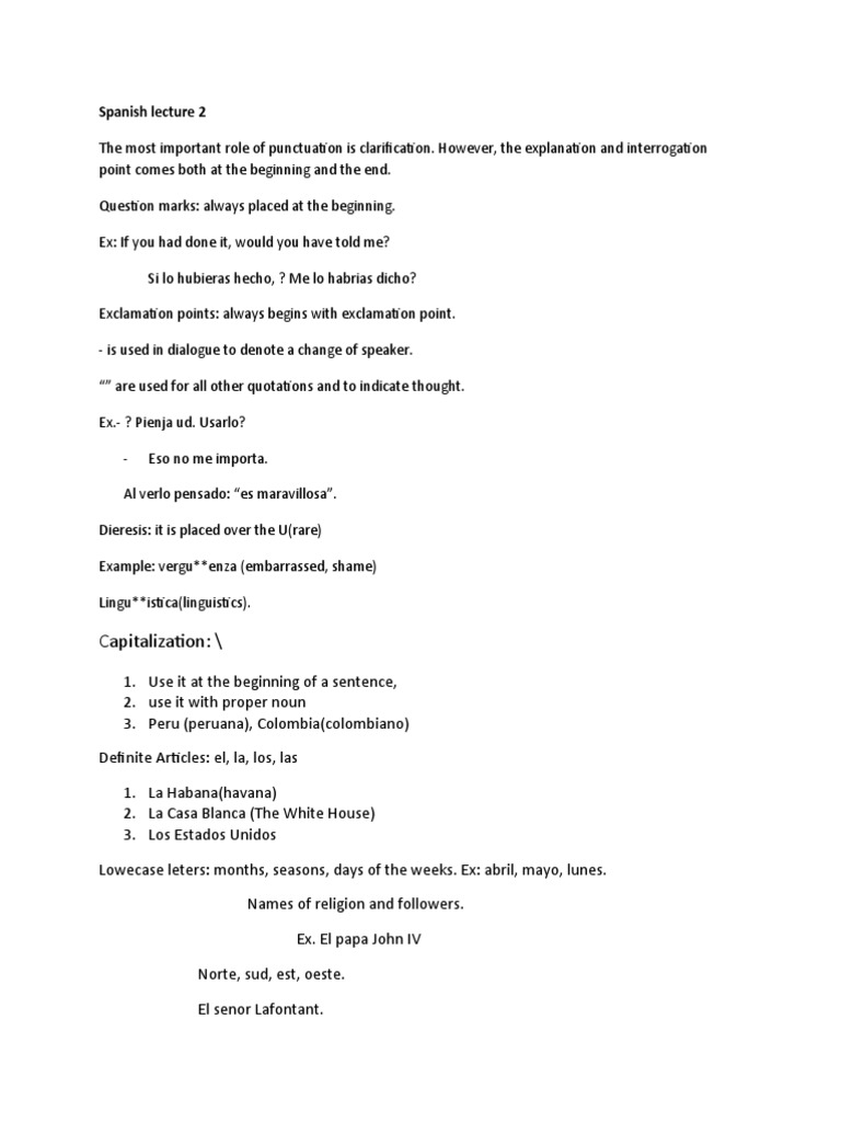 Spanish Lecture 2 | PDF | Linguistics | Language Mechanics