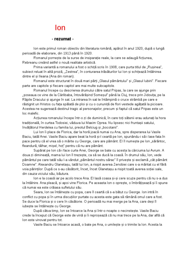 Rezumat Ion | PDF