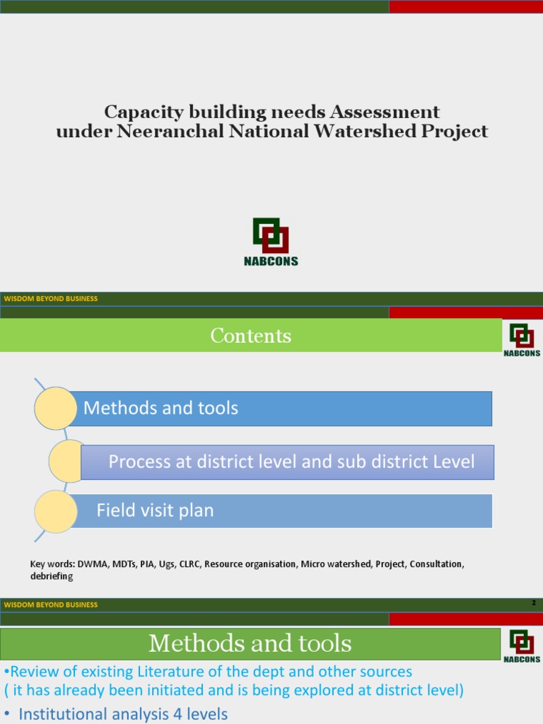 Capacity Building Needs Assessment Under Neeranchal National Watershed ...