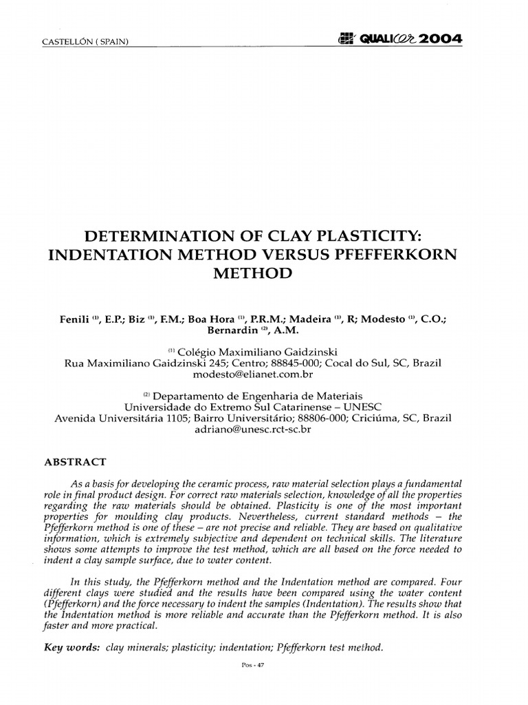 Determination of Clay Plasticity | Download Free PDF | Clay | Minerals