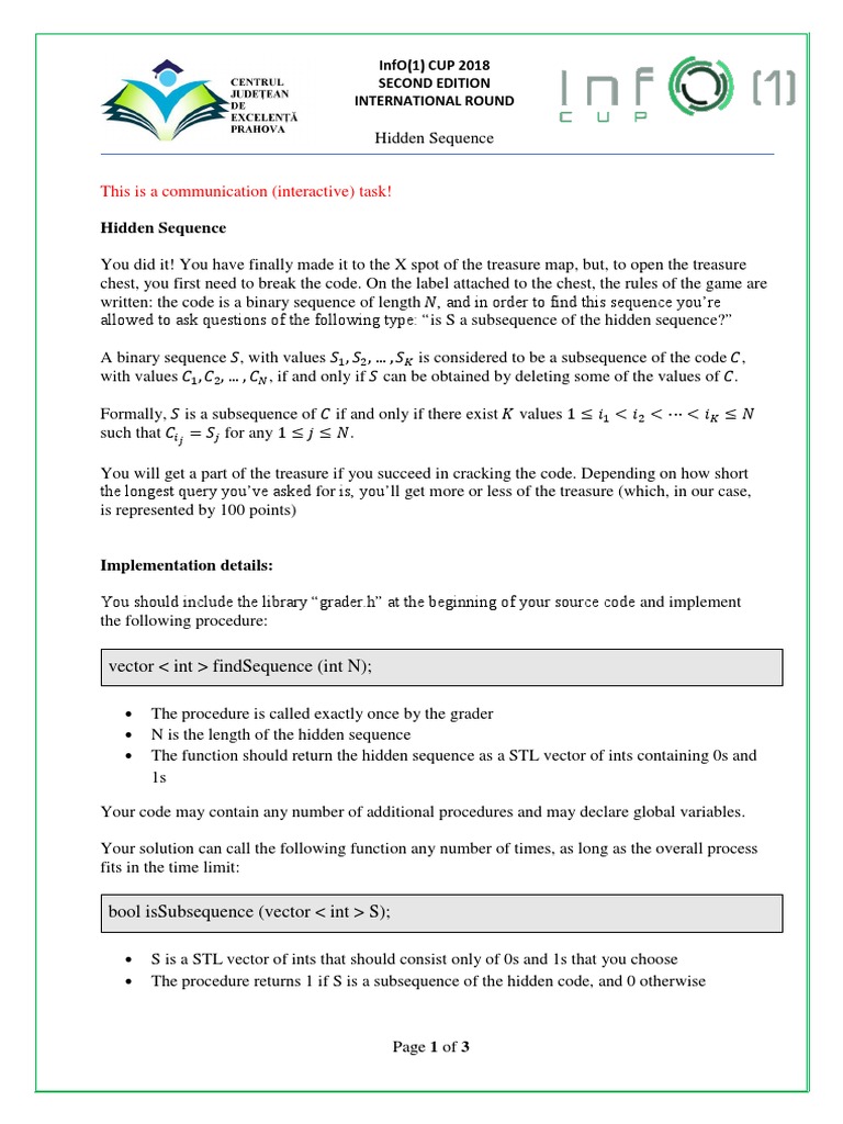 Hidden Sequence (En) | PDF | Integer (Computer Science) | Sequence