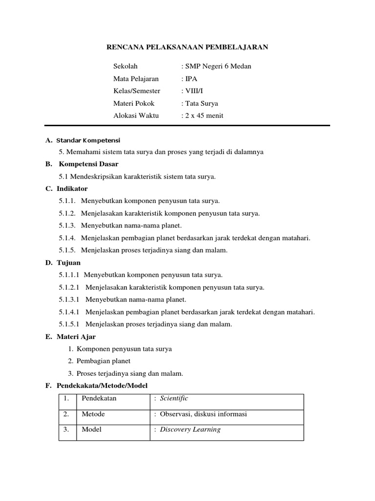 RPP Tata Surya KTSP | PDF