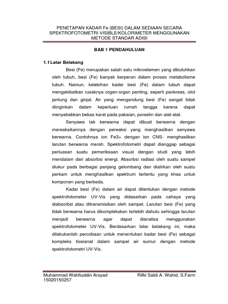 Penetapan Kadar Besi (Fe) | PDF