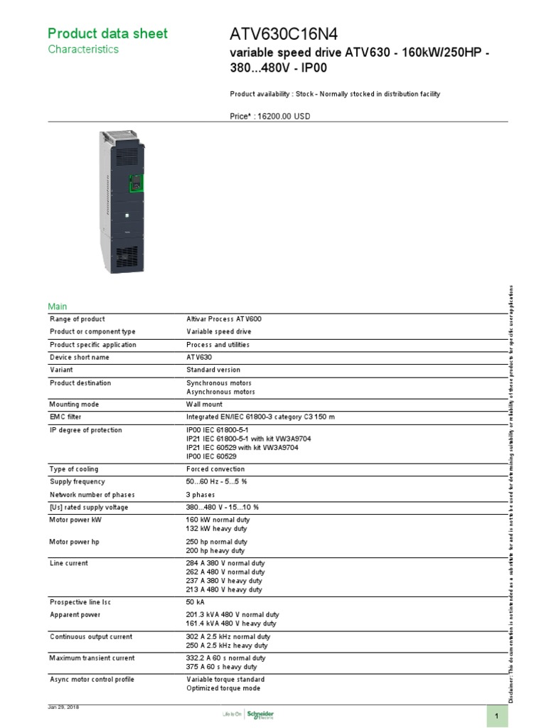 Altivar Process 630 Variable Frequency Drives VFD - ATV630C16N4 | PDF ...