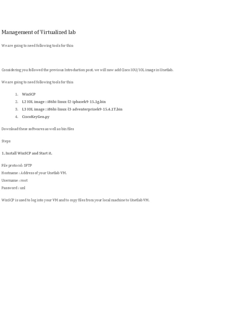 Setting Up Cisco IOL in Unetlab | PDF
