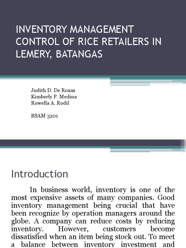Inventory Management Control of Rice Retailers in Lemery | PDF ...
