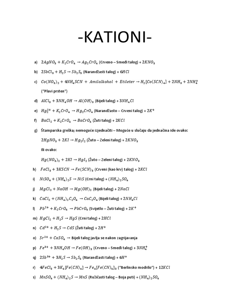Analiticka Hemija - Reakcije | PDF
