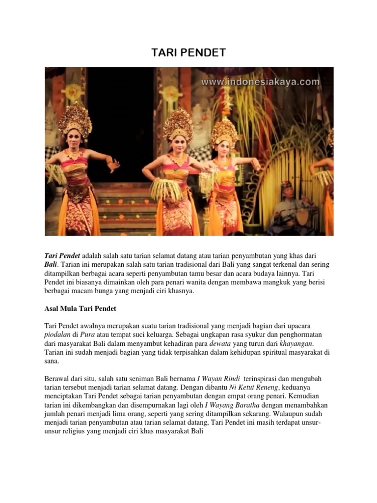 Budaya Nuswantara - Tari Pendet | PDF