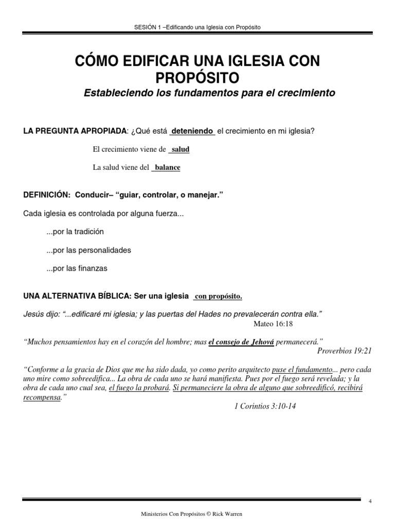 CÓMO EDIFICAR UNA IGLESIA CON PROPOSITO.pdf | eucaristía | Iglesia Católica