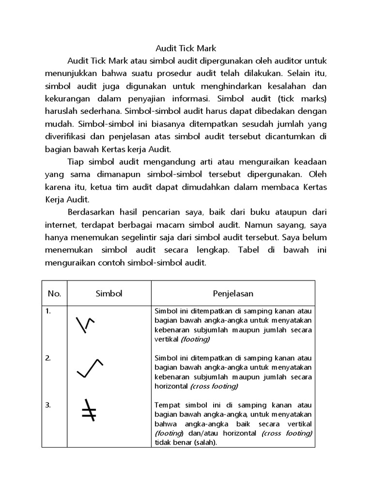 Contoh Audit Tick Mark | PDF