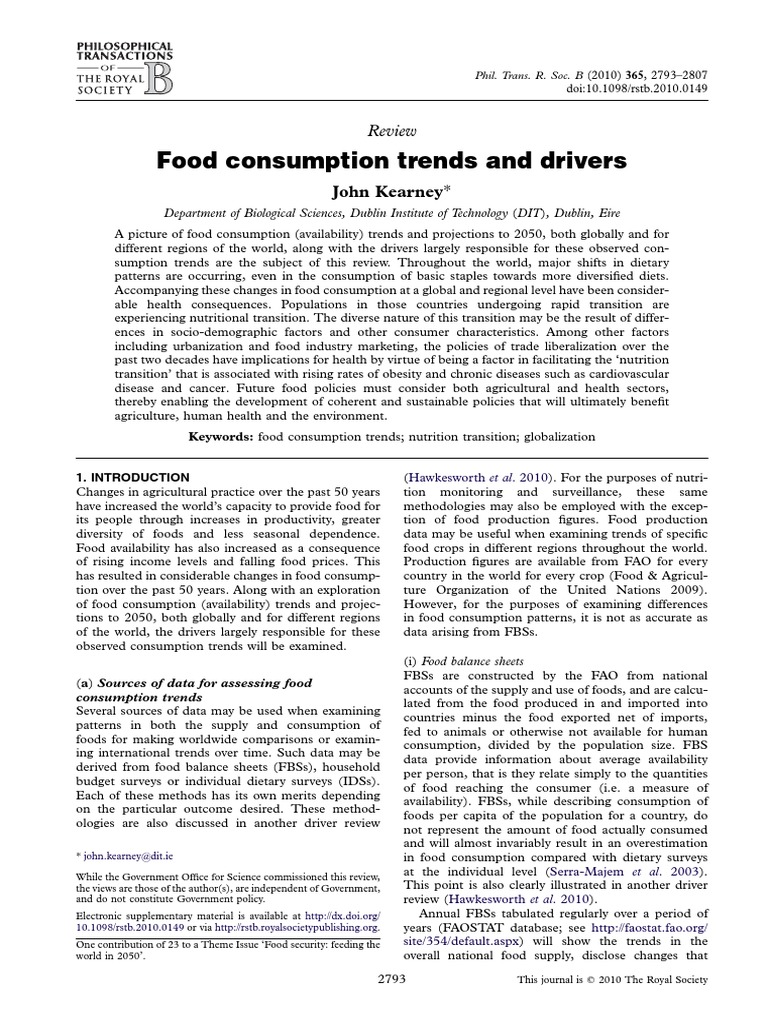 Food Consumtion Trends and Drivers | PDF | Foods | Survey Methodology