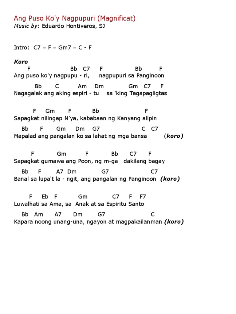 Ang Puso Ko'y Nagpupuri Lyrics | PDF