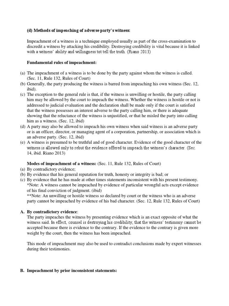 A Comprehensive Guide to Methods of Impeaching an Adverse Party's ...