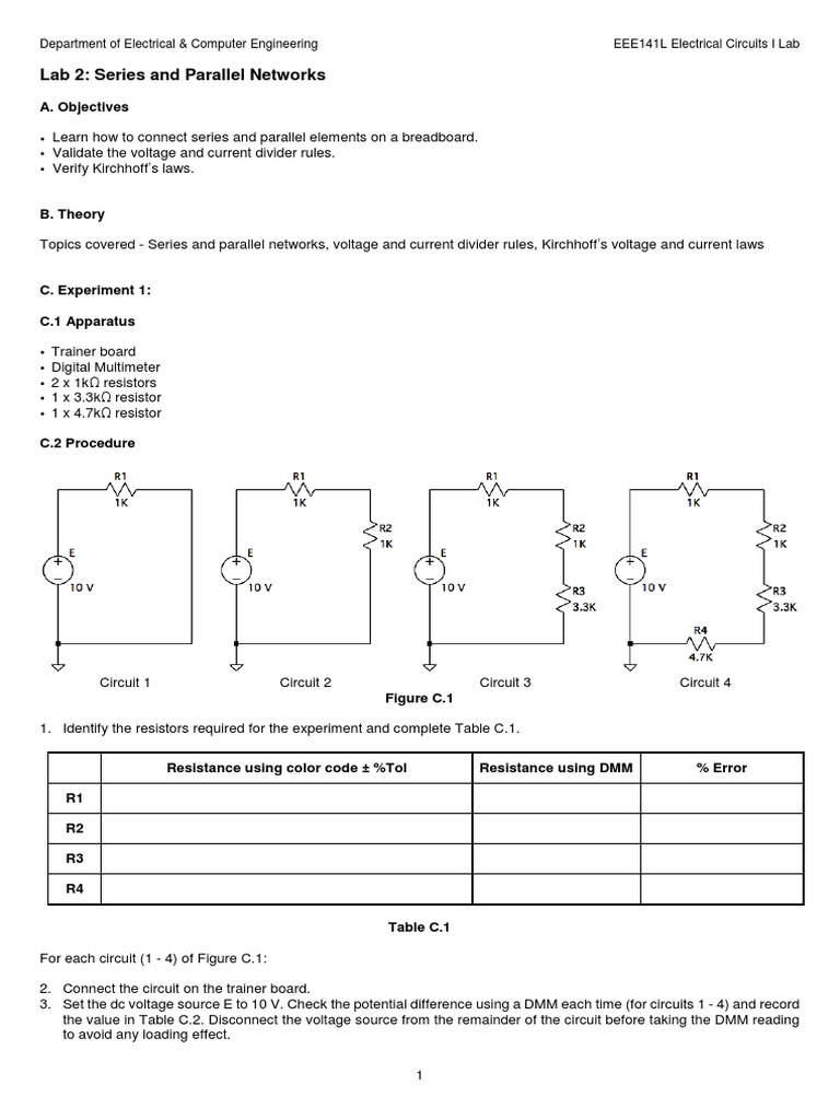 Eee 141 Lab 2 | PDF | Electrical Network | Voltage