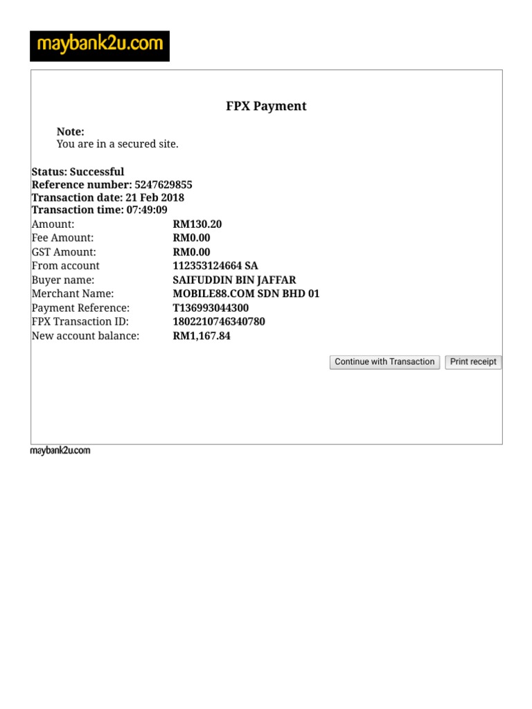 FPX Payment: You Are in A Secured Site | PDF
