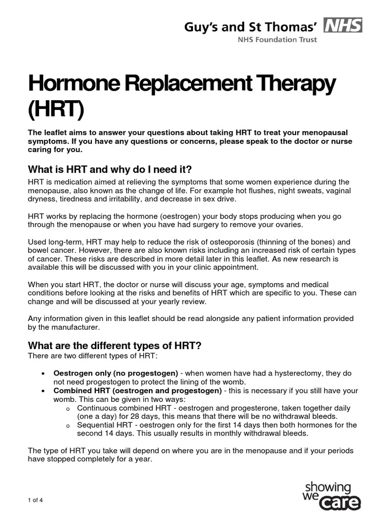 HRT | PDF | Hormone Replacement Therapy | Menopause
