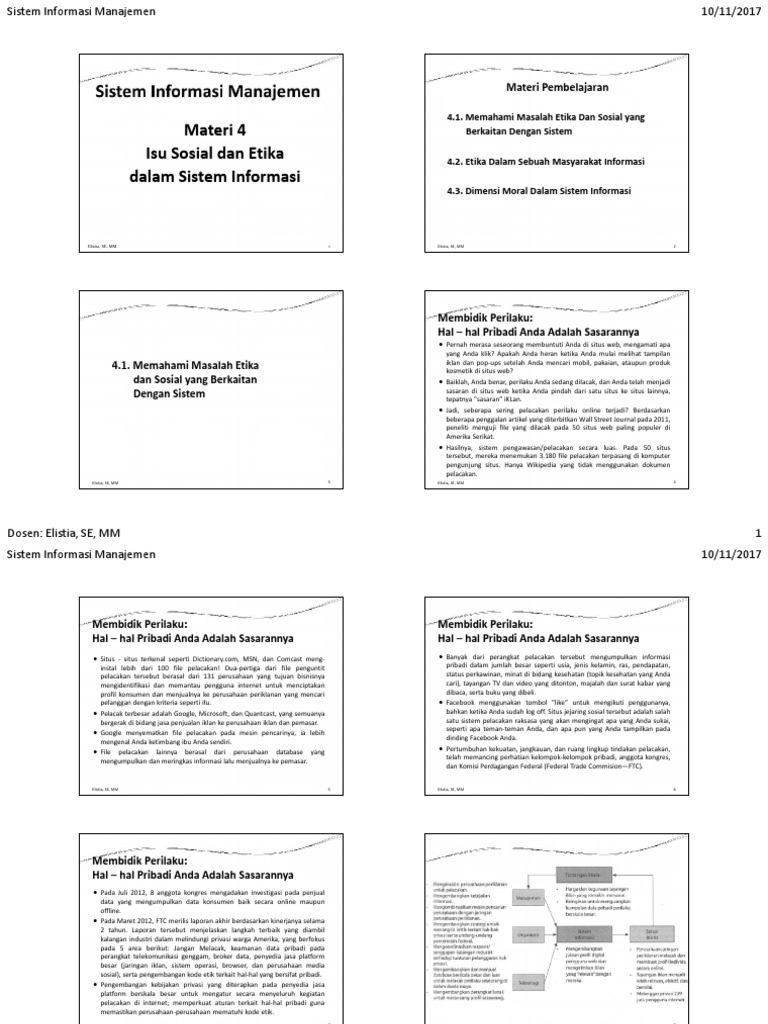 4 Isu Sosial Dan Etika Dalam Sistem Informasi | PDF